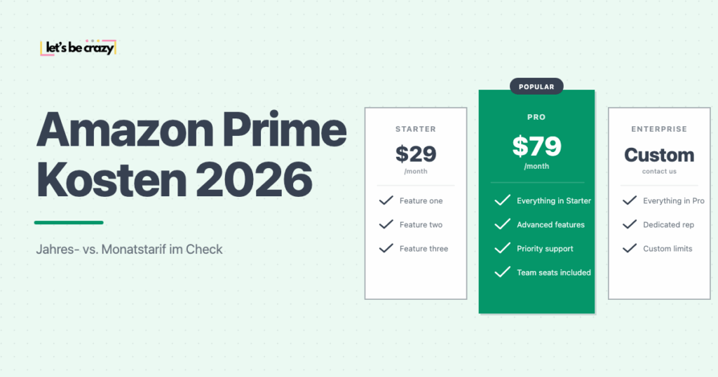 Amazon Prime Kosten 2026: Jahres- vs. Monatstarif im Check - Let's Be Crazy
